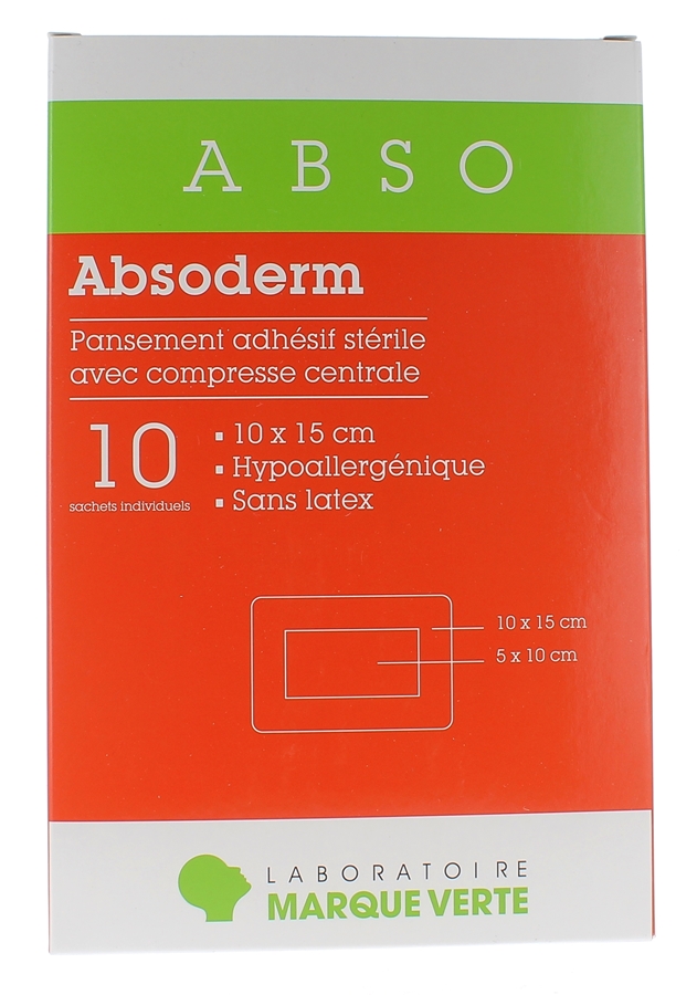 Marque verte : Absoderm Pansements adhésifs stériles avec compresse ...