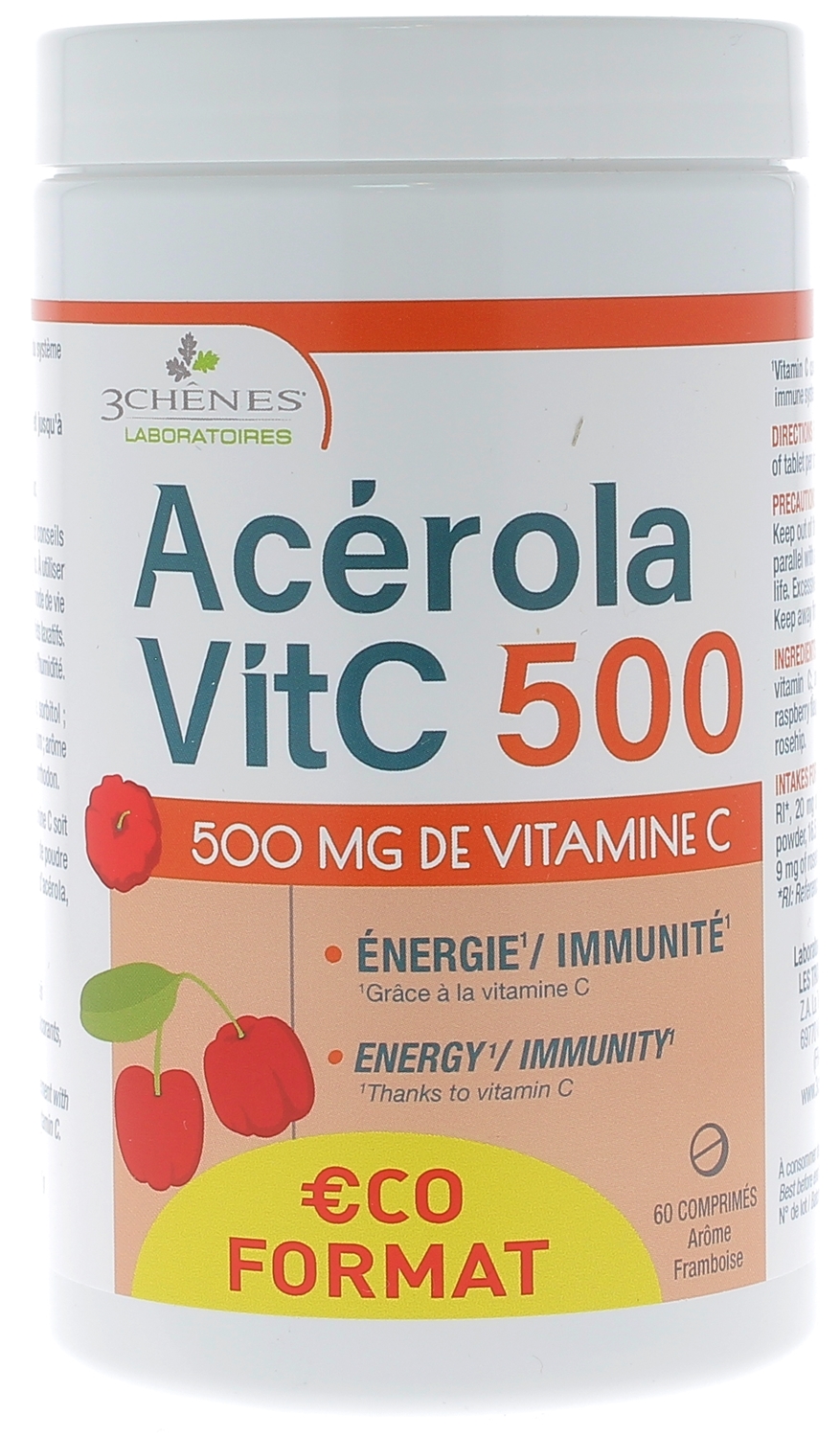 Acérola VitC 500mg Les 3 Chênes - complément alimentaire énergie