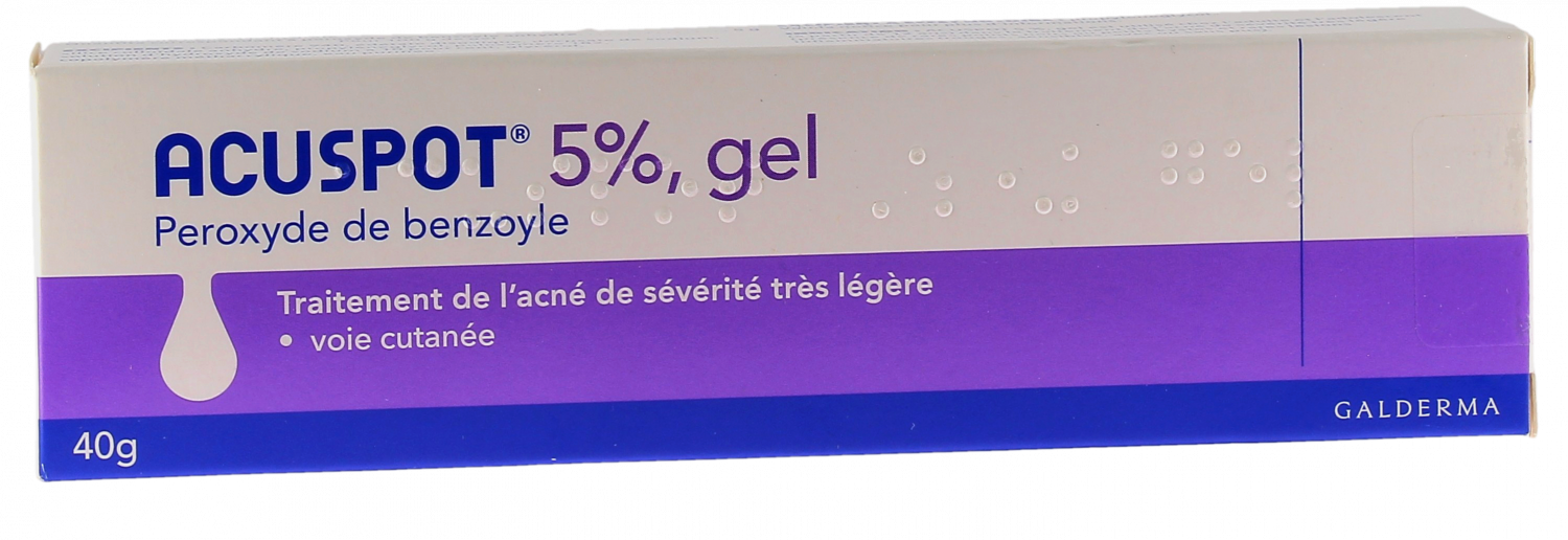 Acuspot 5 % peroxyde de benzoyle gel Galderma - traitement de l'acné sévère