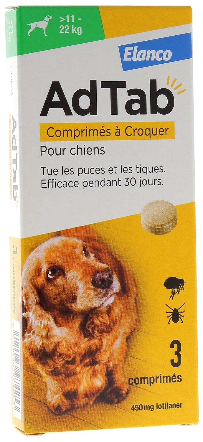 AdTab 450 mg chien 11-22kg Elanco - tue les puces et les tiques