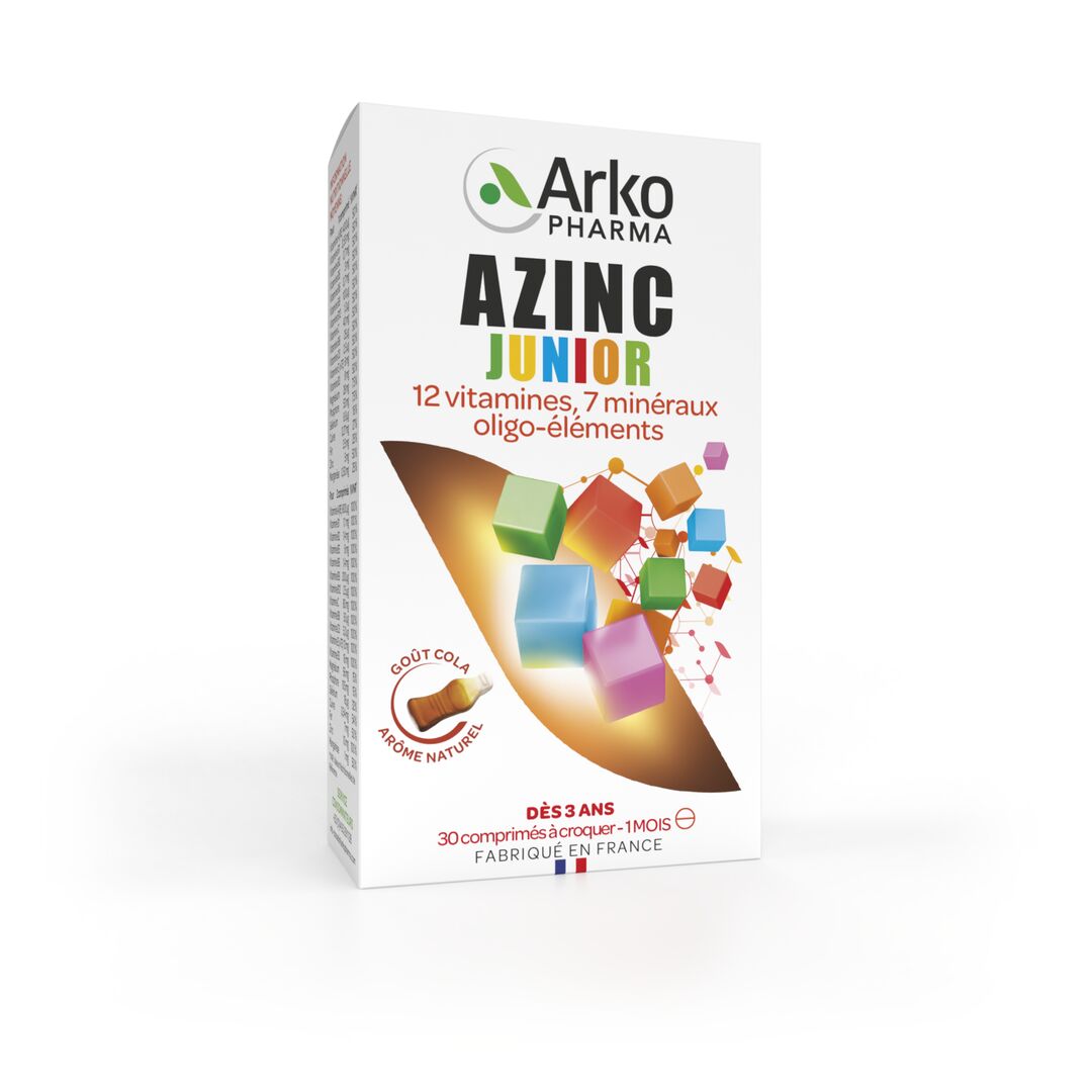 Azinc forme et vitalité junior goût cola Arkopharma 30 comprimés