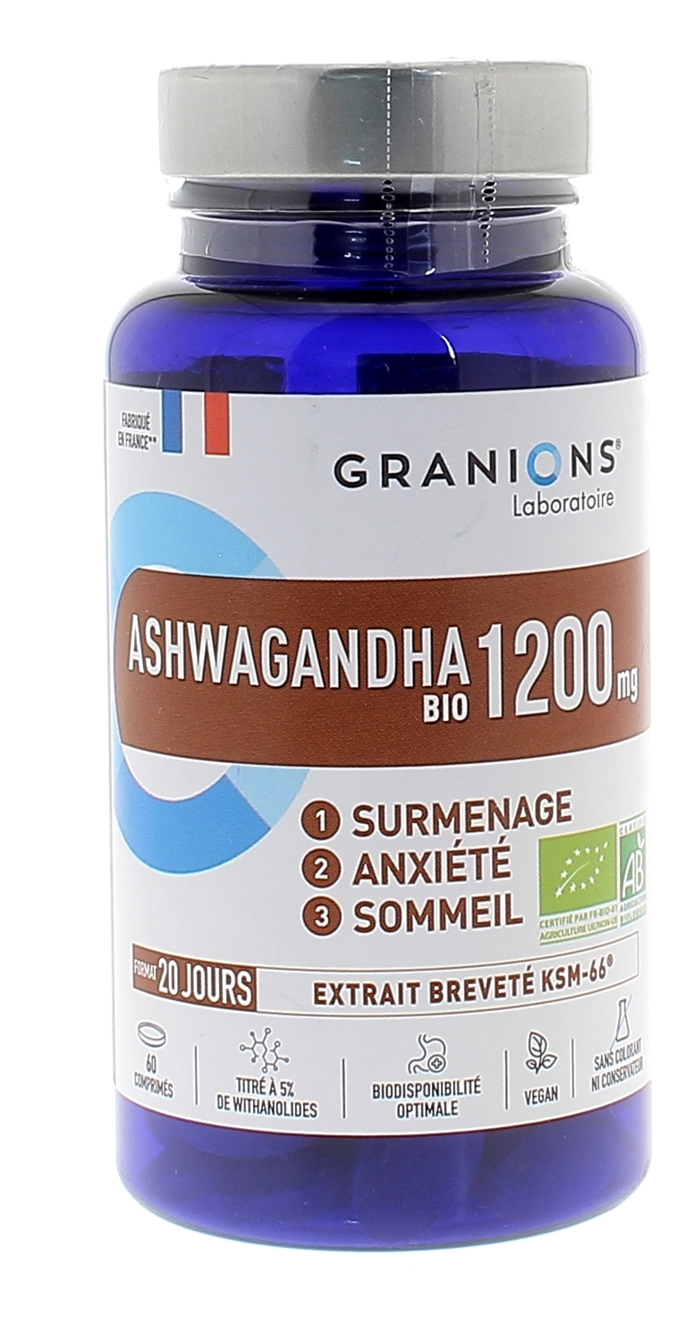 Ashwagandha 1200 mg bio Granions - complément alimentaire surmenage