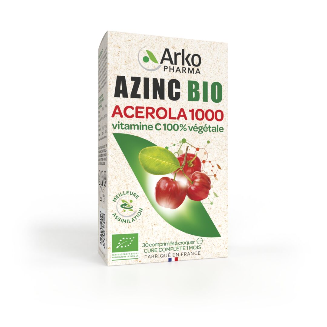 Azinc acérola 1000 bio à croquer Arkopharma - forme et vitalité
