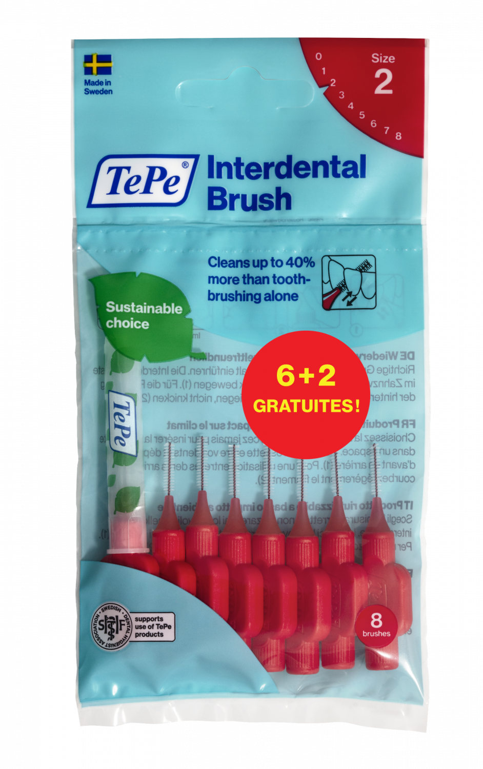 Brossettes interdentaires originales rouge taille 2 (0.5mm) TePe ...