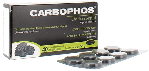 Carbophos 400mg charbon végétal comprimé à croquer, 40 comprimés
