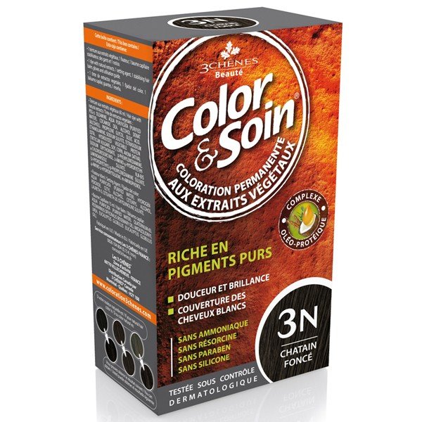 Color & soin coloration permanente Châtain foncé 3N Les 3 chênes - 1 kit