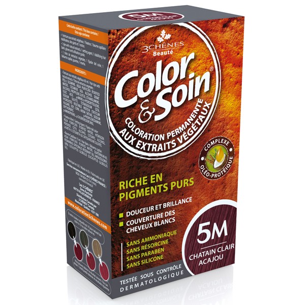 Color & soin coloration permanente Châtain clair acajou 5M Les 3 chênes ...