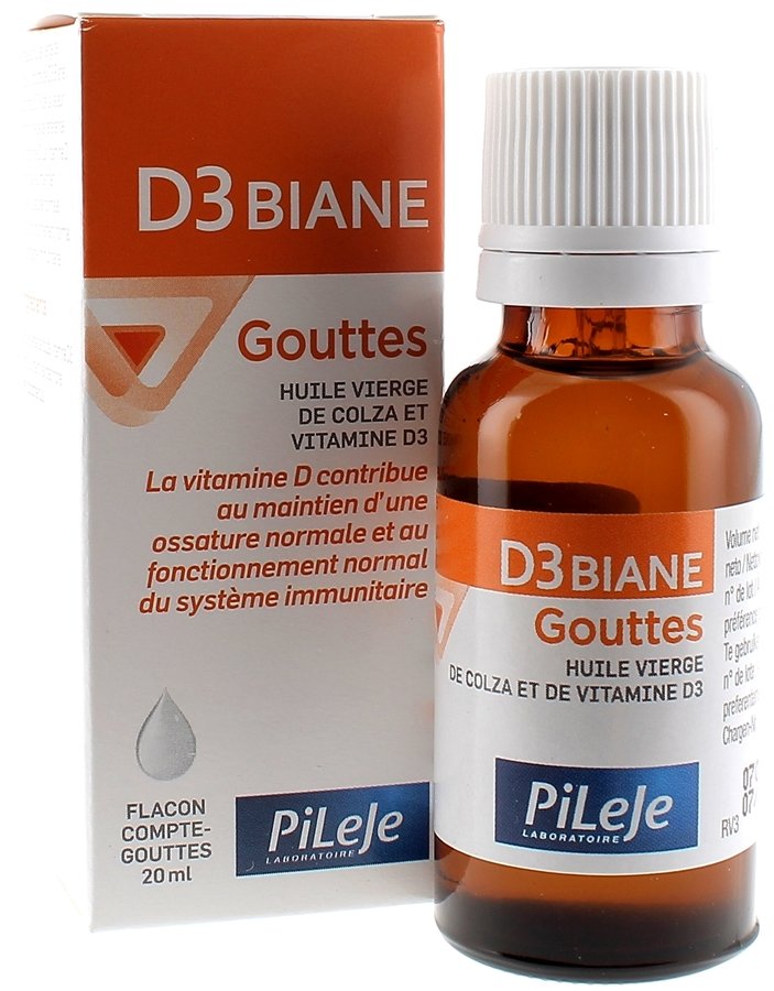 D3 biane gouttes Pileje, flacon de 20 ml