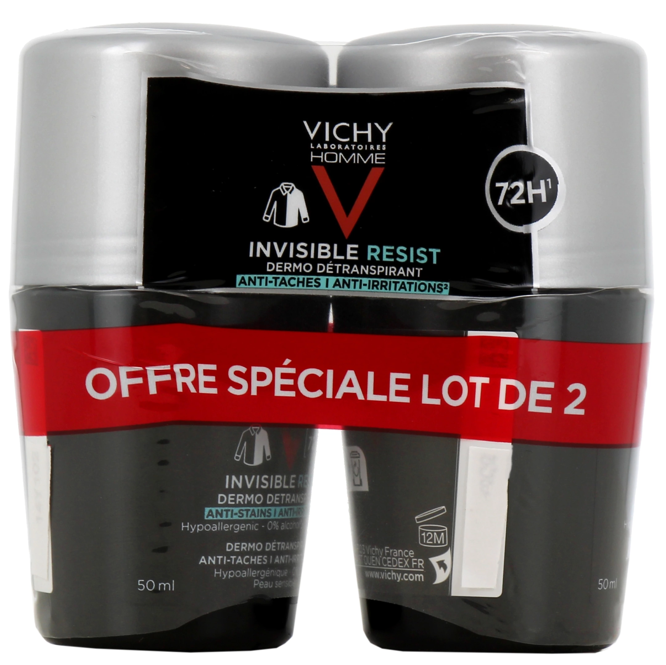 Déodorant homme invisible resist dermo détranspirant Vichy - peau sensible