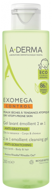 Exomega Control gel lavant émollient A-derma - peaux atopiques
