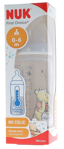 First Choice + Biberon Temperature Control Disney Winnie L'Ourson 0-6 mois NUK - biberon bébé ...