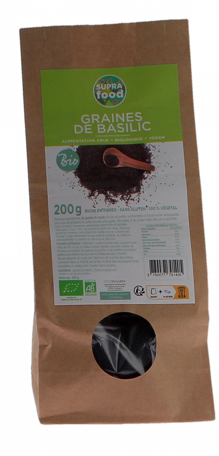 Graines de basilic bio Supra food - alimentation crue