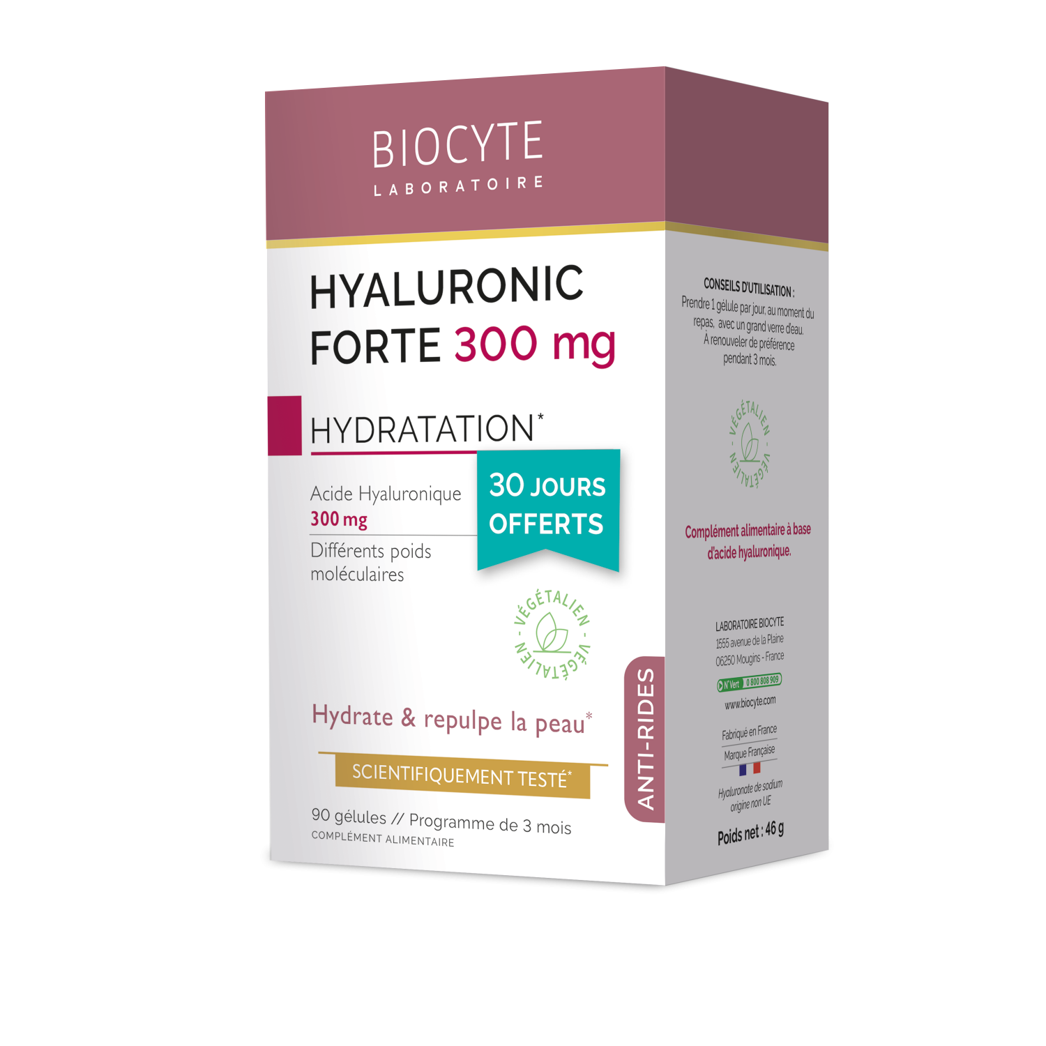 Hyaluronic Forte 300 mg anti-âge Biocyte - complément alimentaire anti-âge