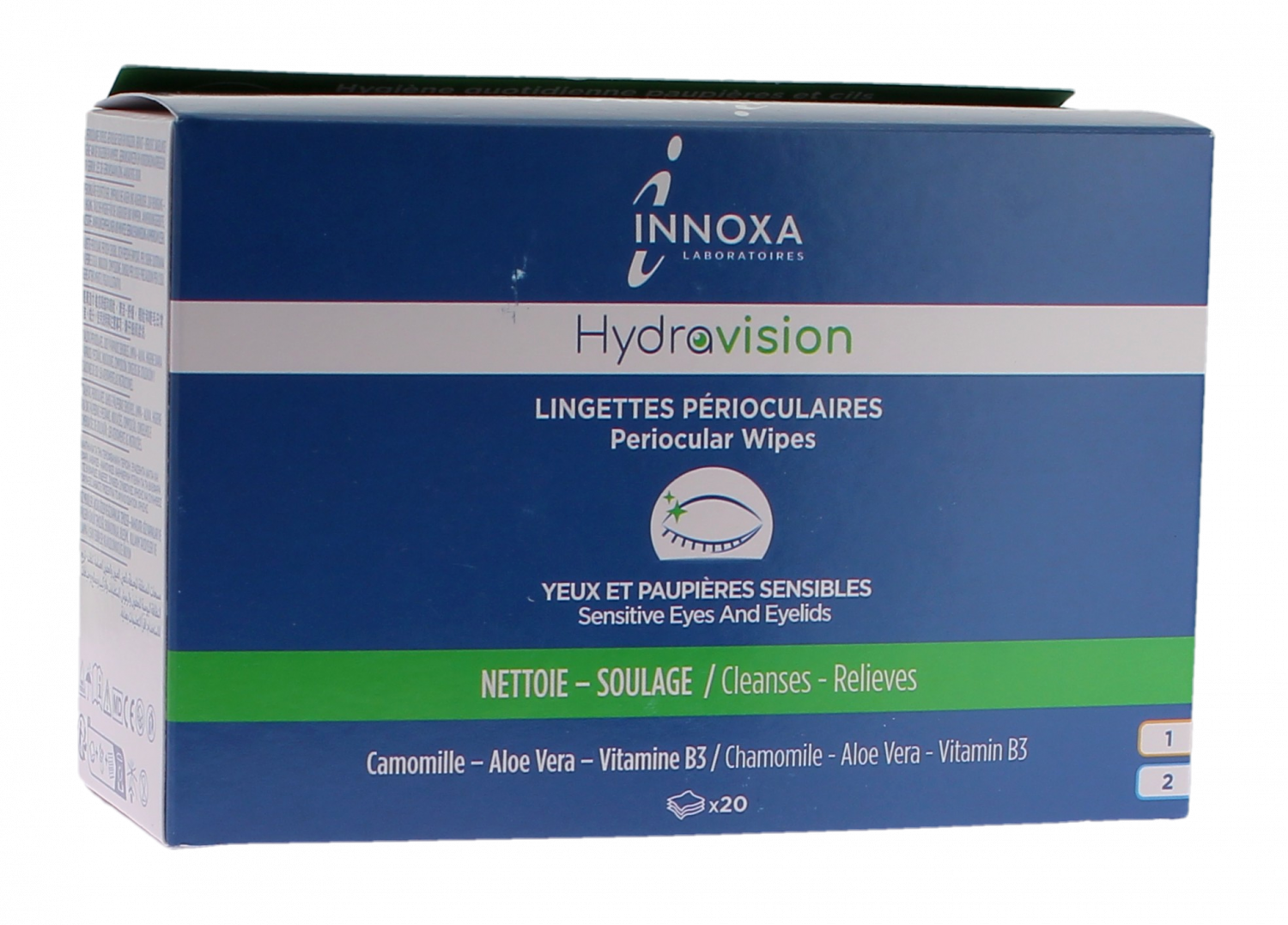 Hydravision lingettes périoculaires yeux et paupières sensibles Innoxa ...