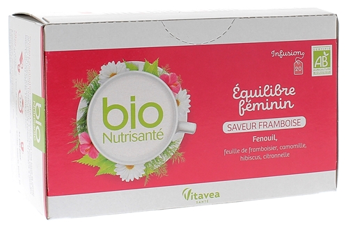 Infusion équilibre féminin bio Vitavea - tisane saveur framboise femme