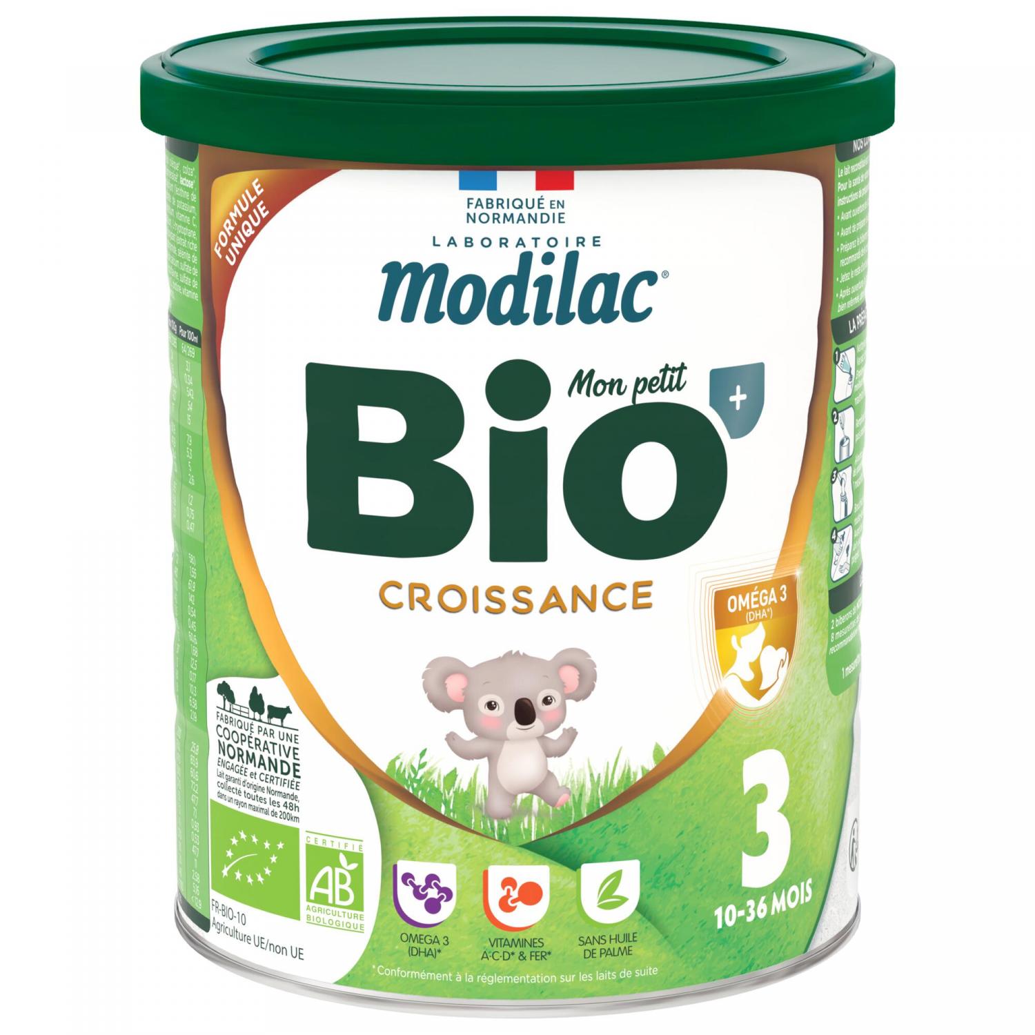 Lait en poudre Mon petit bio croissance 3ème âge 10-36 mois Modilac ...
