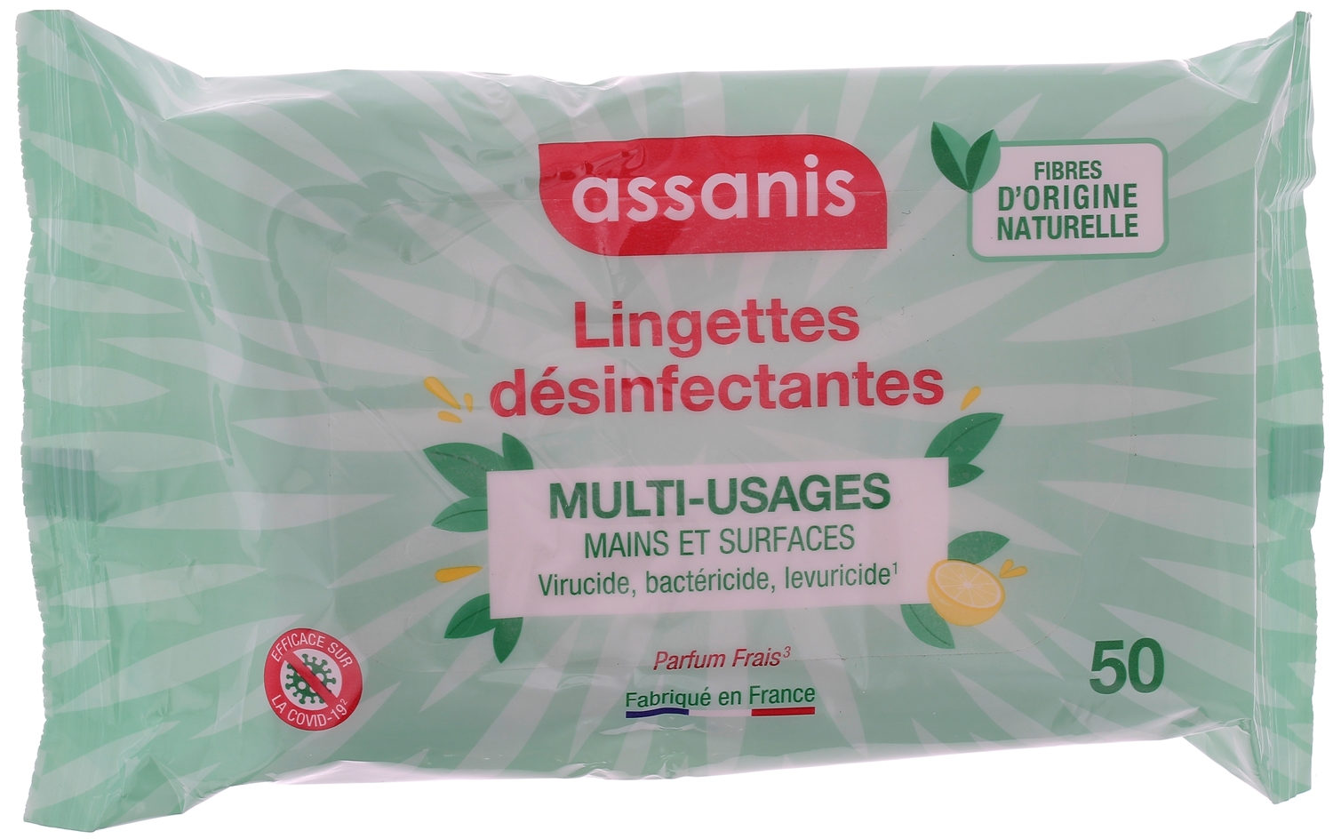 Lingettes antibactériennes Assanis - désinfectant mains