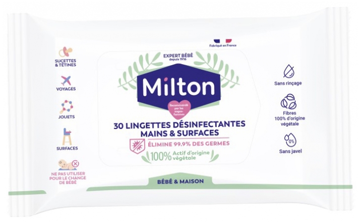 Lingettes désinfectantes de surface Milton - 100% biodégradables