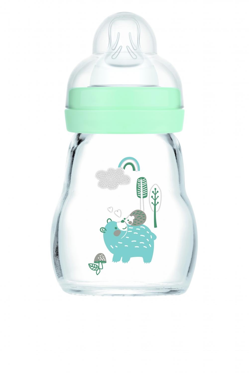 Biberon en verre bleu de débit 1 à partir de 0 mois MAM - biberon de 170 ml