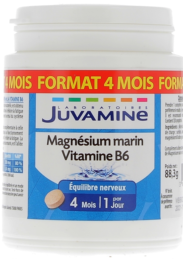 Magnésium marin vitamine B6 Juvamine