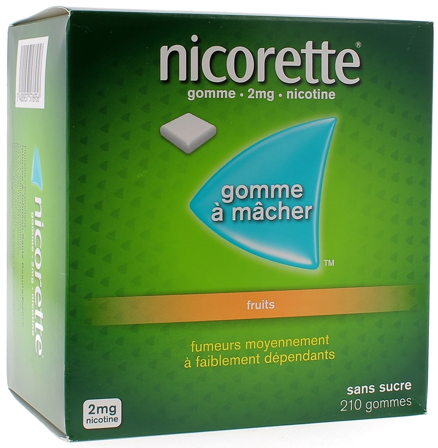 Nicorette 2 mg fruit gomme à macher 210 gommes