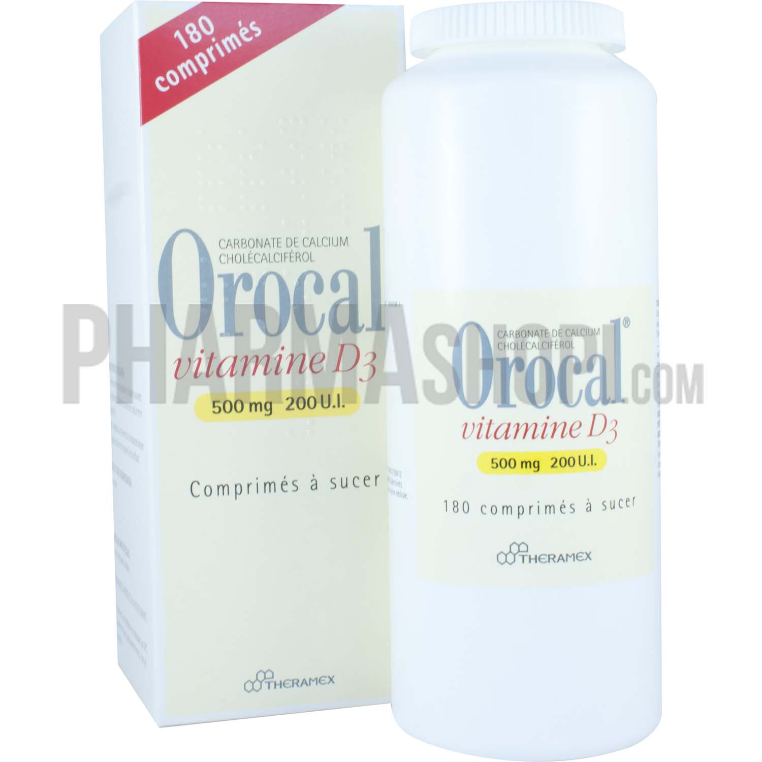 Orocal Vitamine D3 500mg/200 U.I, 180 comprimés à sucer