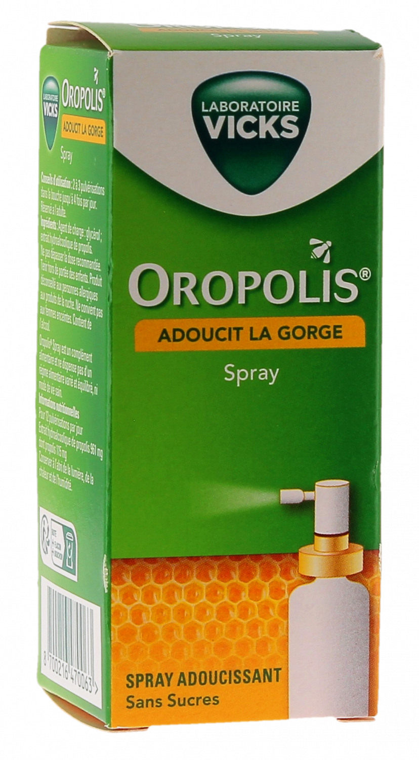 Oropolis spray gorge Vicks - propolis adoucit la gorge sans sucre