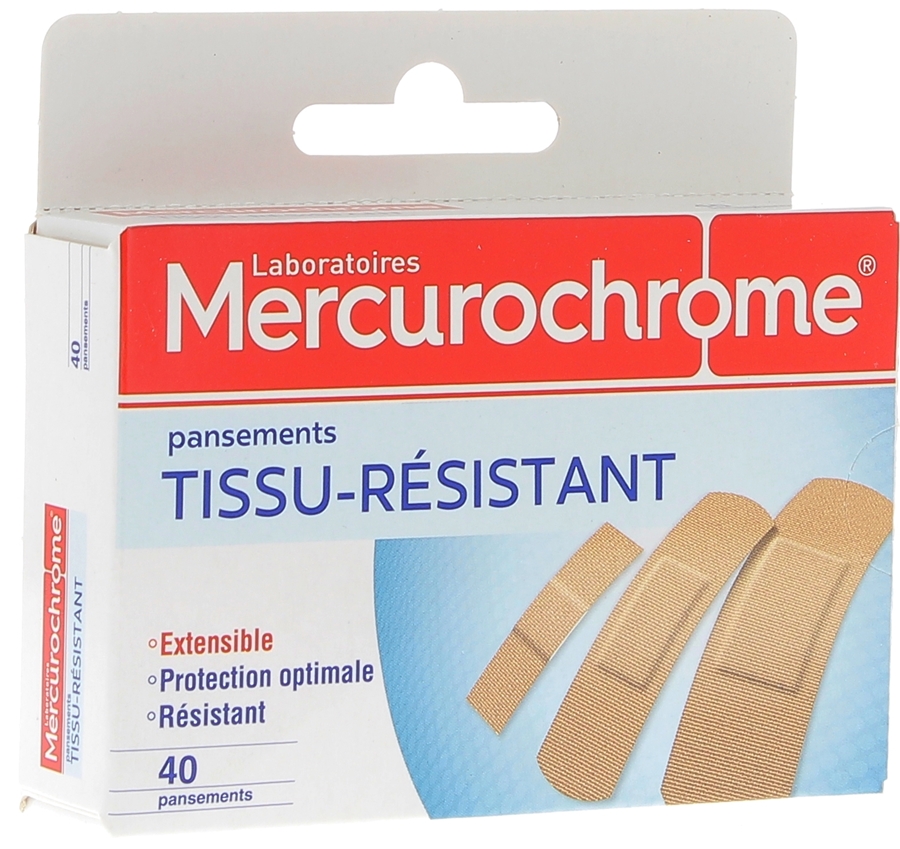 Pansements tissu-résistant Mercurochrome