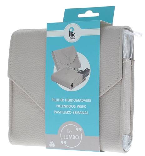 Pilulier hebdomadaire Jumbo simili cuir Plic - aide prise médicament
