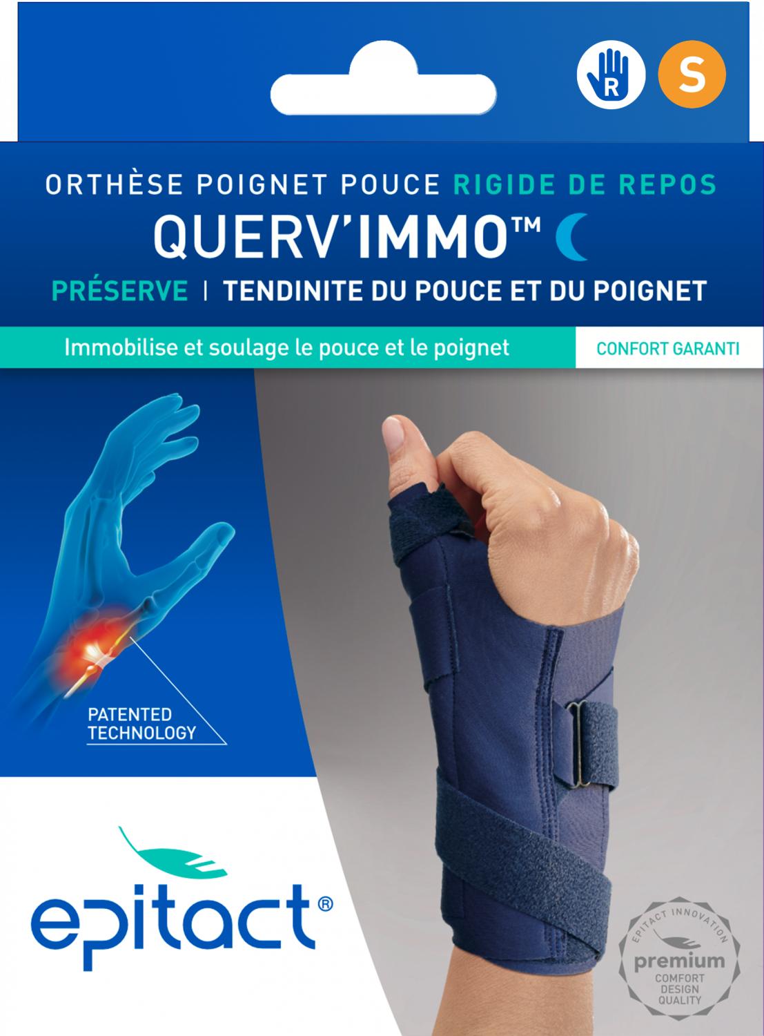 Querv'Immo Orthèse rigide de repos poignet pouce Epitact - tendinite de ...