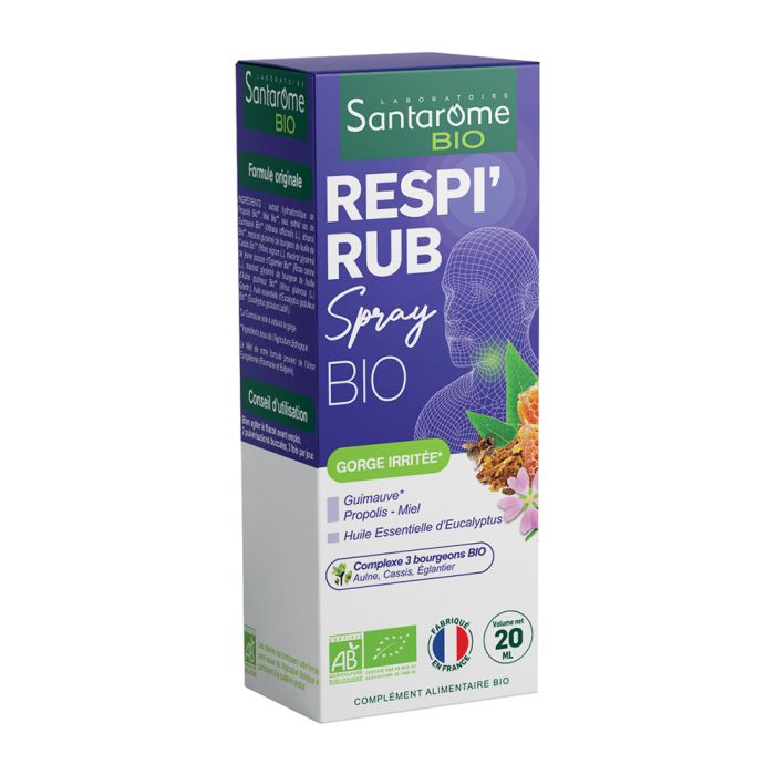 Respi'rub Spray nez et gorge bio Santarome - mal de gorge