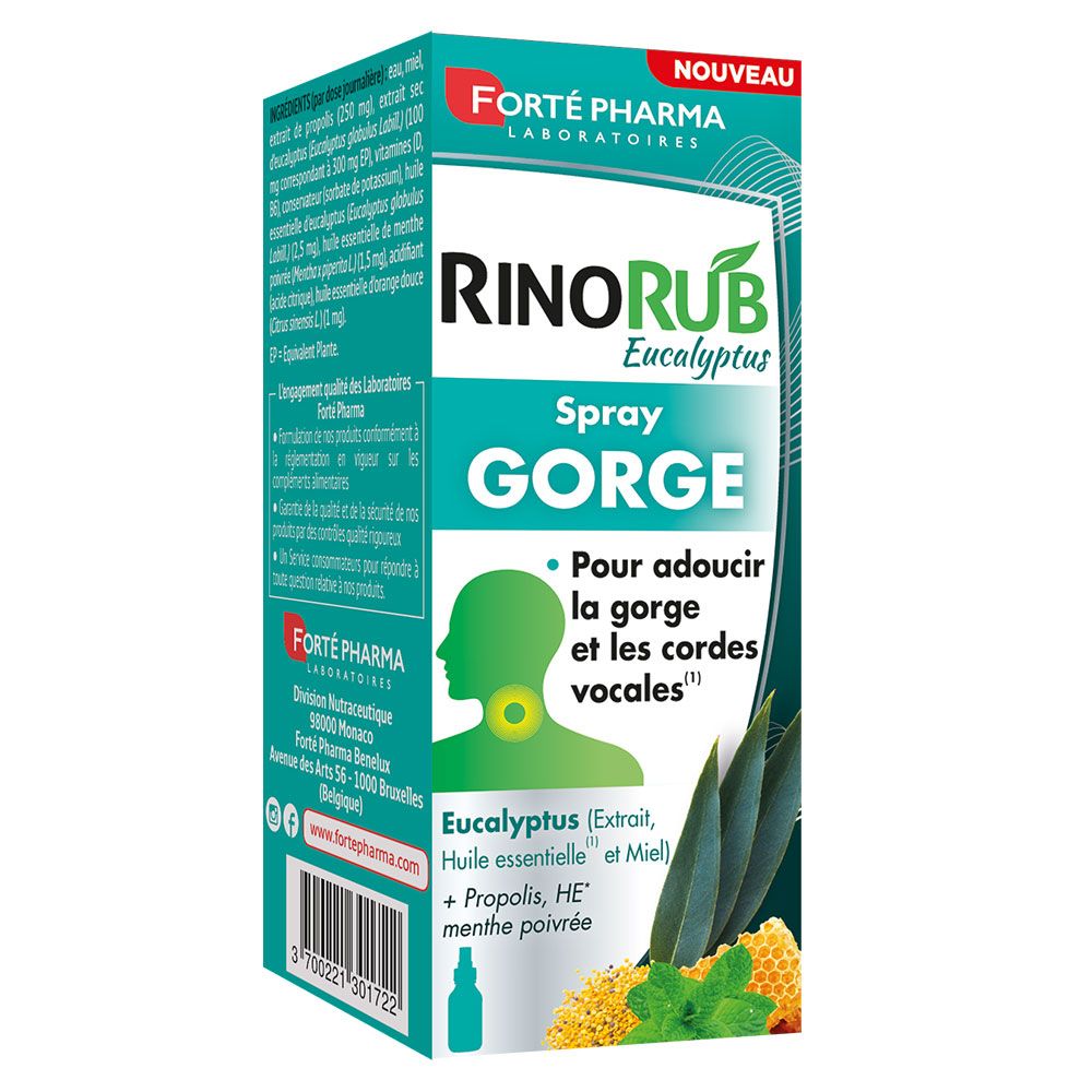 RinoRub Spray gorge eucalyptus Forté Pharma - maux de gorge