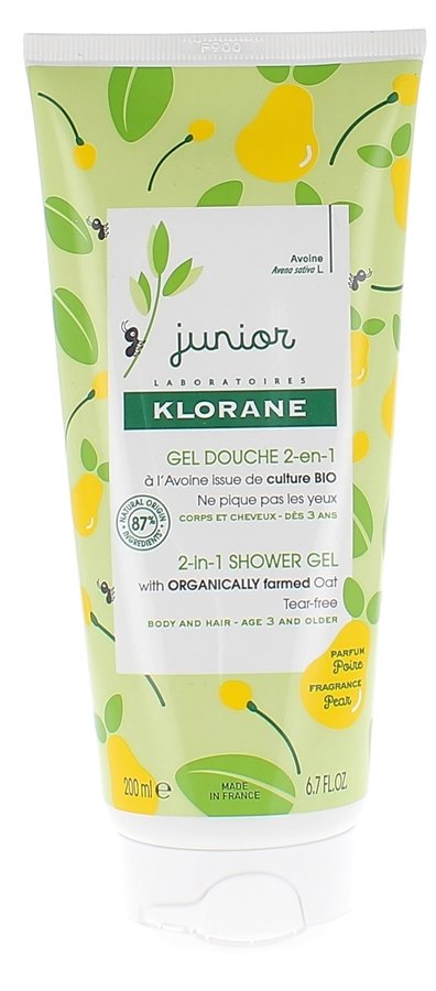 Klorane : Gel douche 2 en 1 parfum poire junior - corps et cheveux