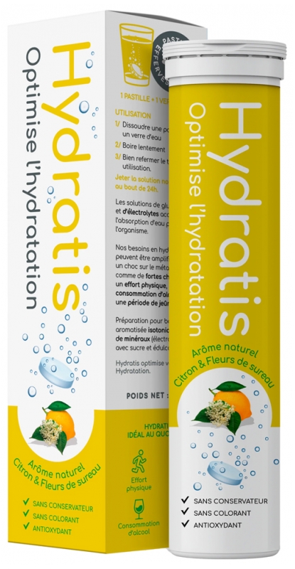 Solution d'hydratation goût citron & fleurs de sureau Hydratis ...