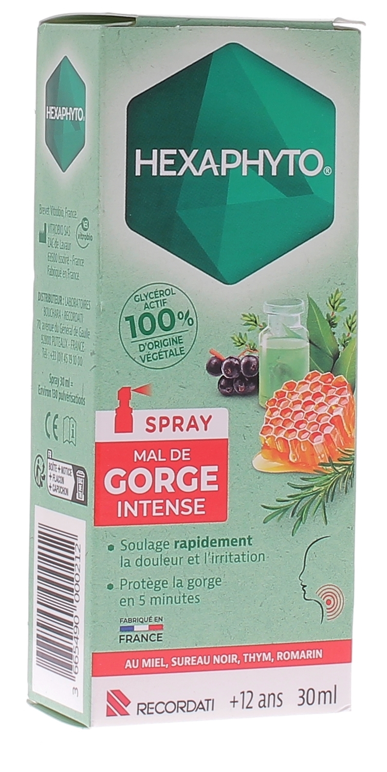 Spray mal de gorge intense Hexaphyto - soulager et hydrater la gorge