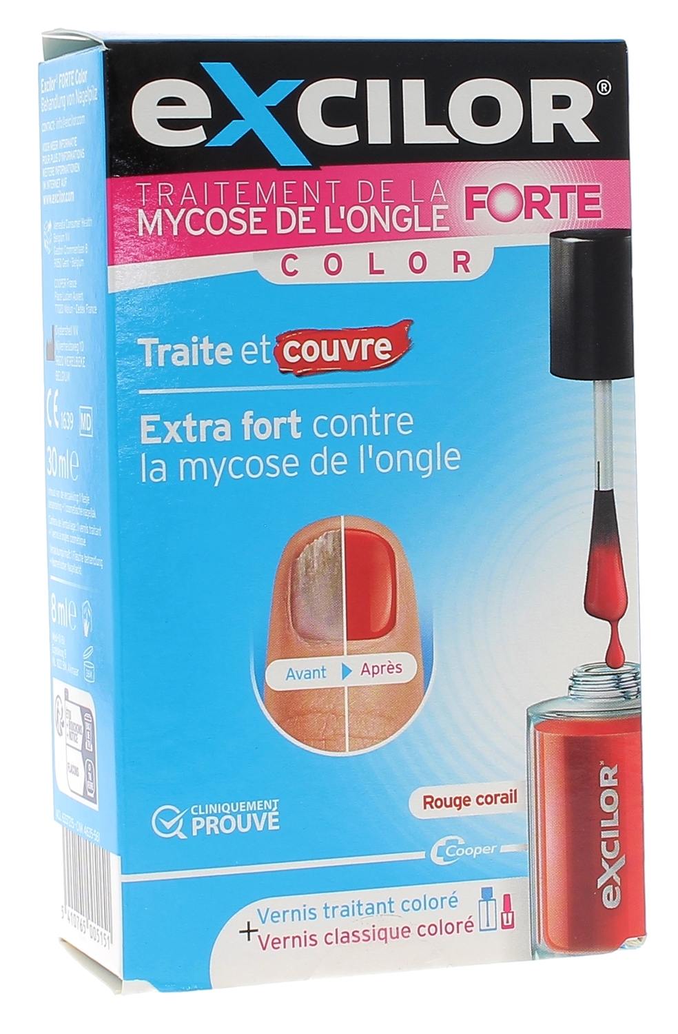 Traitement de la mycose de l'ongle Forte Color rouge corail Excilor ...