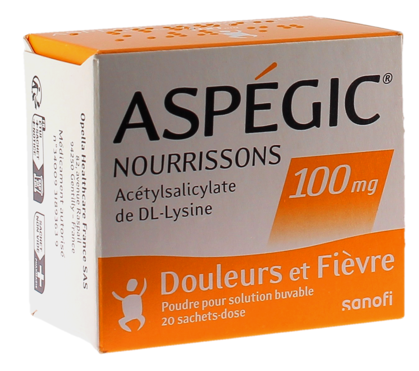Aspegic nourrissons 100mg 20 sachets contre la fièvre