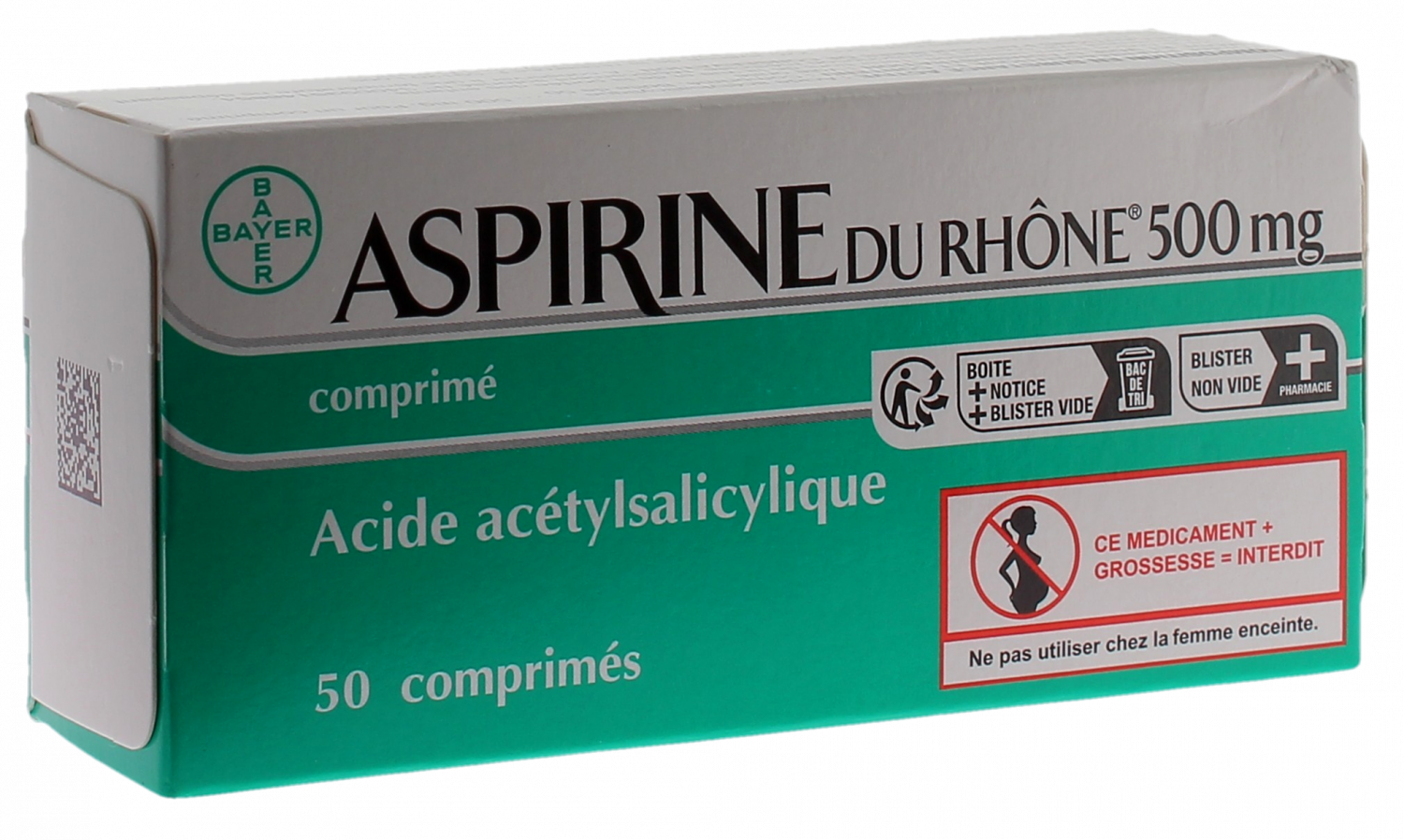 Aspirine du rhone 500mg comprimés, Boîte de 50 comprimés
