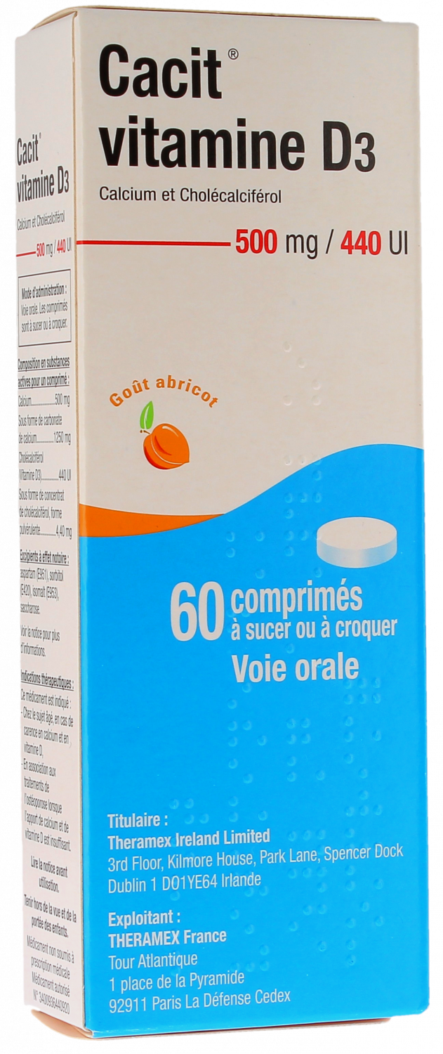 Cacit Vitamine D3 500mg/440 U.I, 60 comprimés