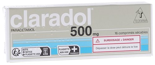 Claradol 500 mg : paracétamol en vente sur Pharmashopi