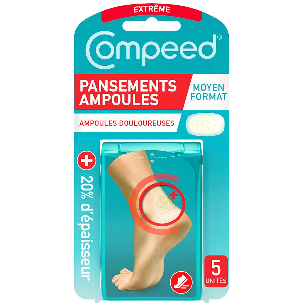 Compeed format moyen pansement talon protection renforcée, boîte de 5 ...