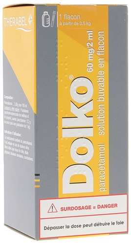 Dolko 60mg/2ml solution buvable en flacon : permet de calmer la douleur