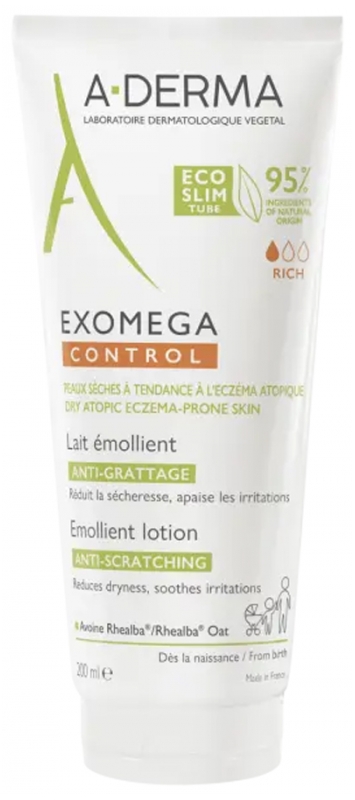 Exomega Control Lait émollient anti-grattage A-Derma - peaux très sèches