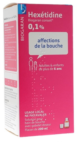 Hexétidine Biogaran conseil 0,1%, flacon de 200 ml