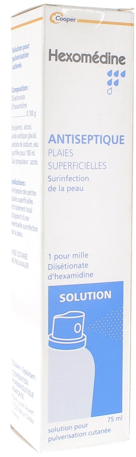 Hexomedine solution pour pulvérisation cutanée, Flacon 75 ml