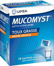 Mucomyst 200mg 18 sachets - toux grasse