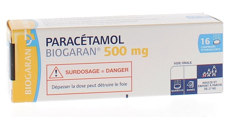 Paracétamol Biogaran 500mg, 16 comprimés effervescents