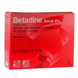 Betadine scrub 4% solution pour application cutanée - nettoie les ...