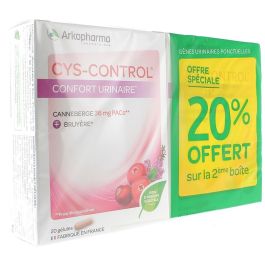 Cys control gélules gêne urinaire Arkopharma, lot de 2 boîtes de 20 gélules