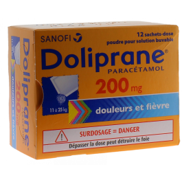 Doliprane 200 mg en sachets contre les douleurs et fièvres